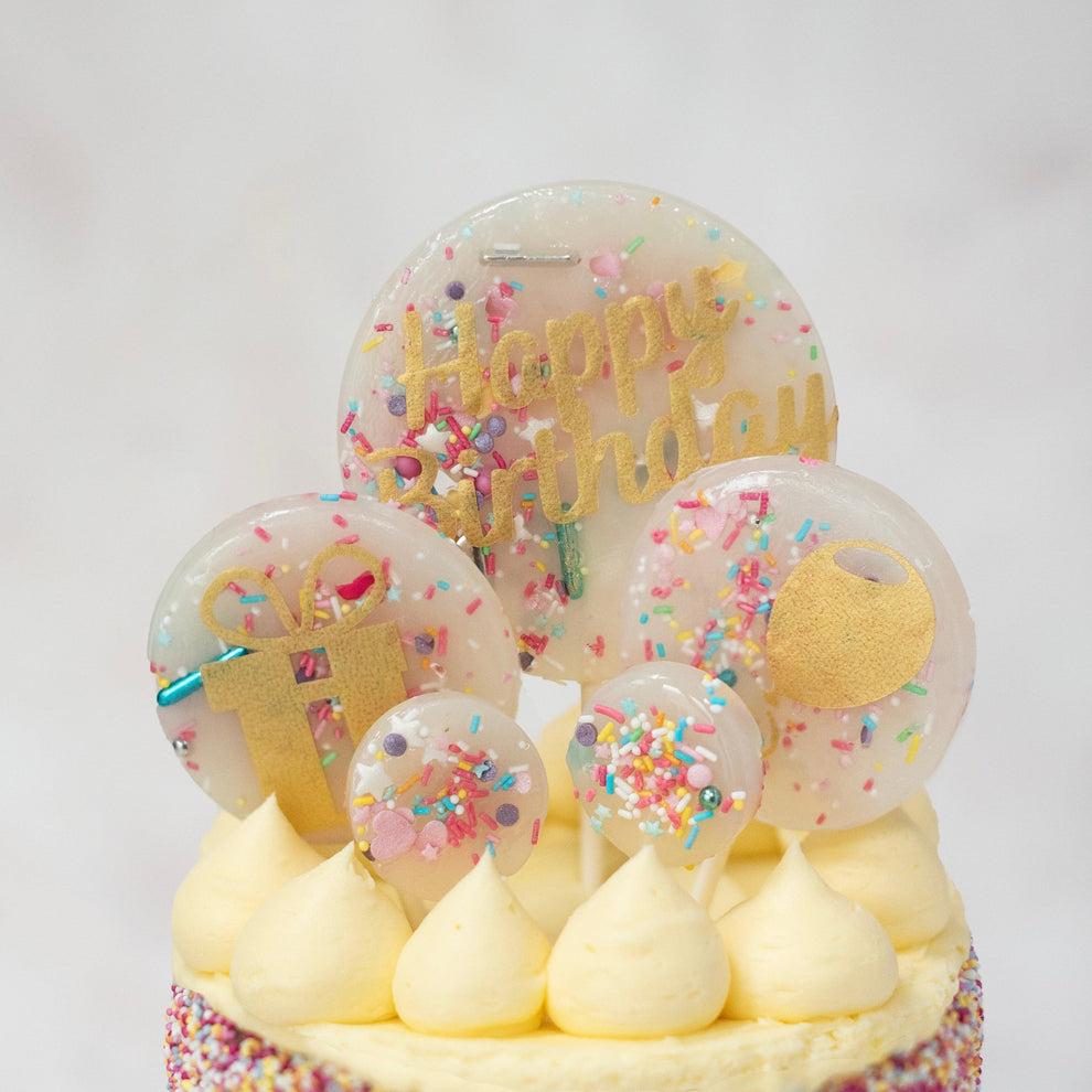 Birthday Luxury Sprinkle Cake Topper Lollipop Set – Emily's Lollies